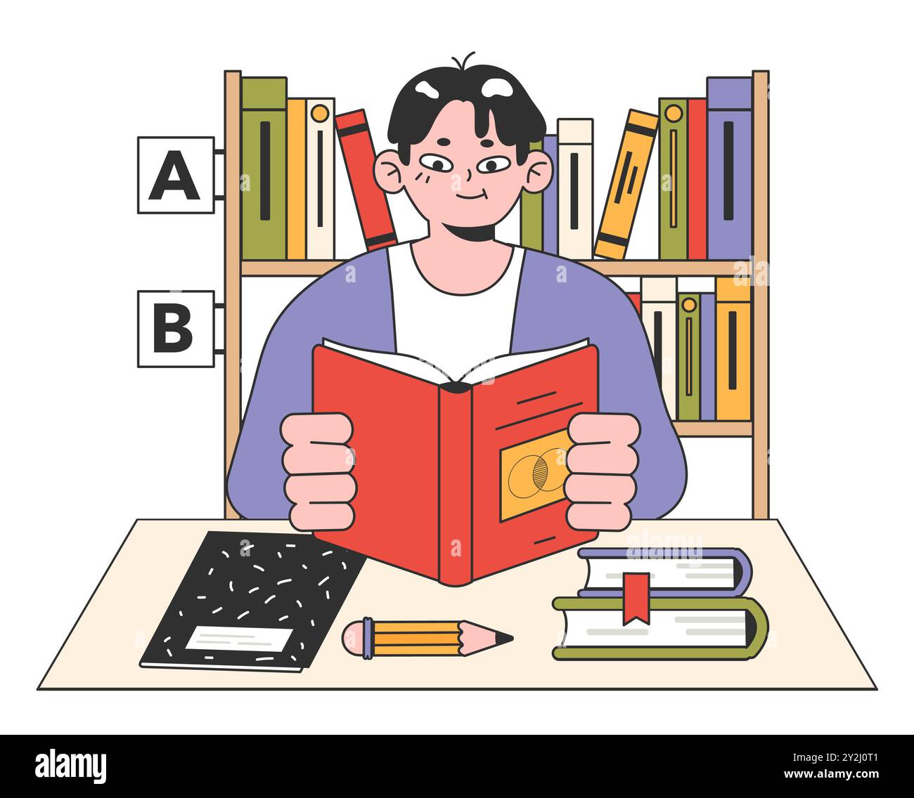 College university library. Self study place. Students reading ...