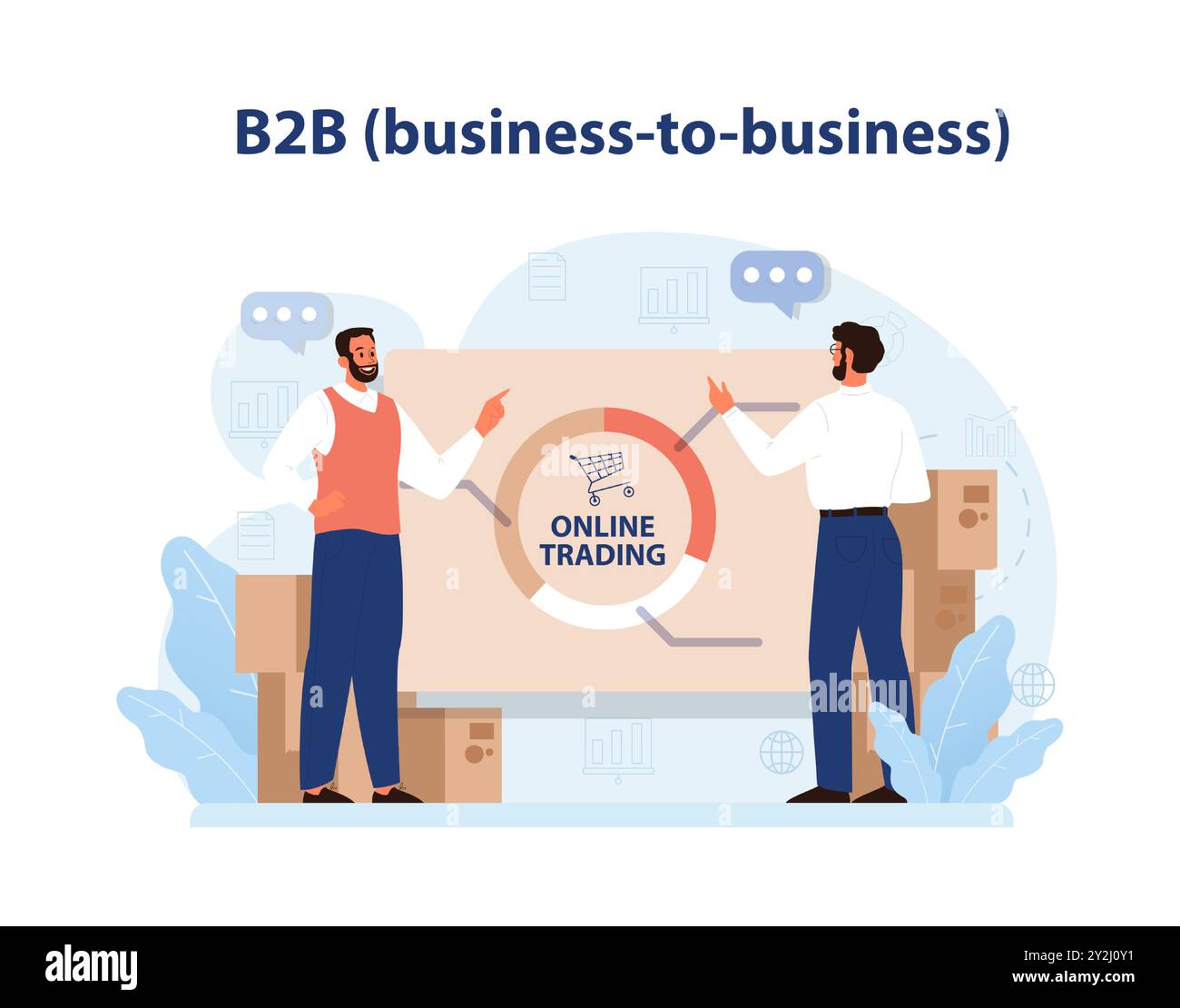 E-store and e-commerce business model. B2B, business to business ...