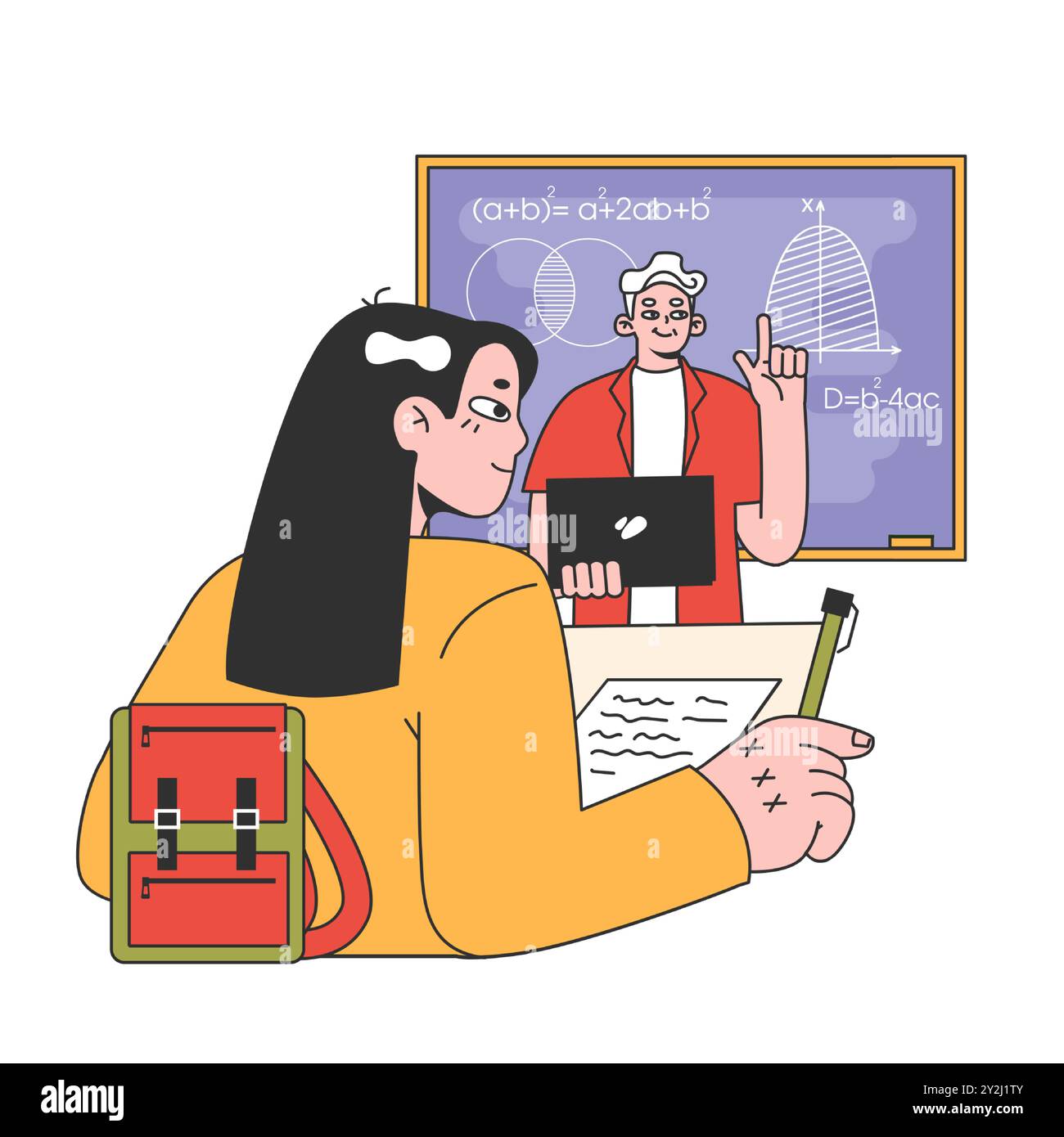 College or university student. Young character study at campus lecture ...