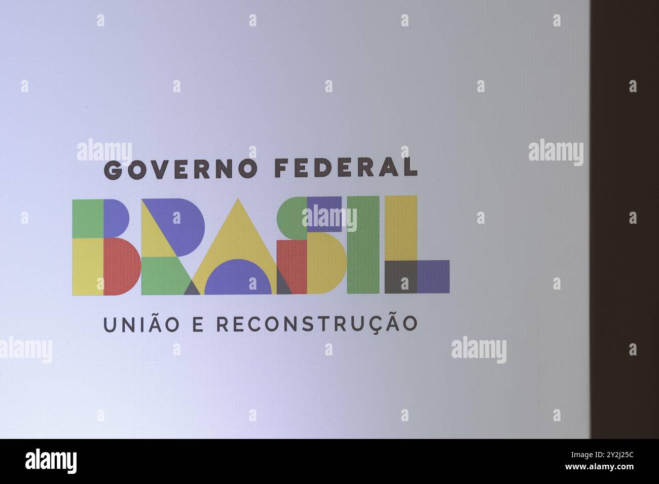 Brazilian government logo on the wall. Government of Brazil. Symbol and ...