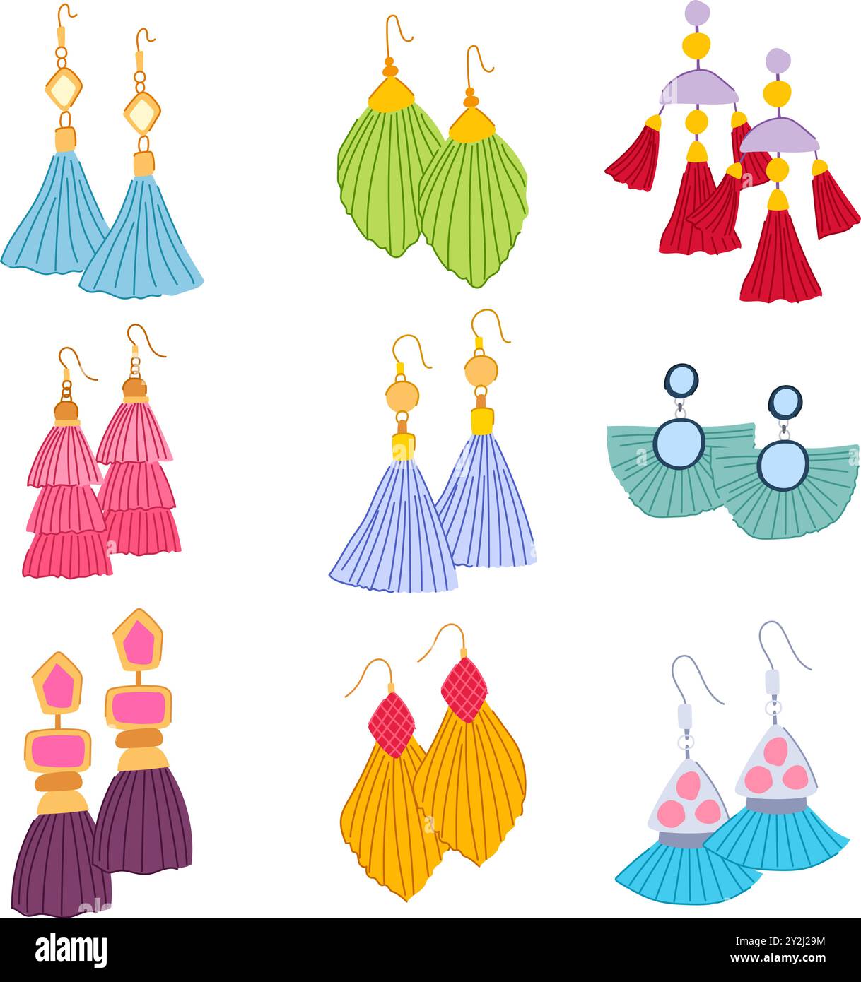 tassel earrings set cartoon vector illustration Stock Vector Image ...
