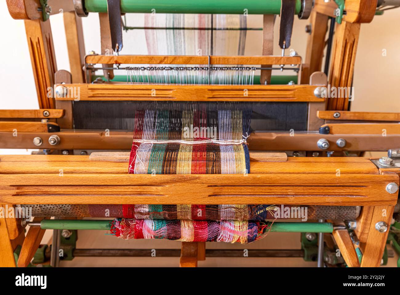 Wooden hand weaving machine. Weaving, traditional crafts, of a loom ...