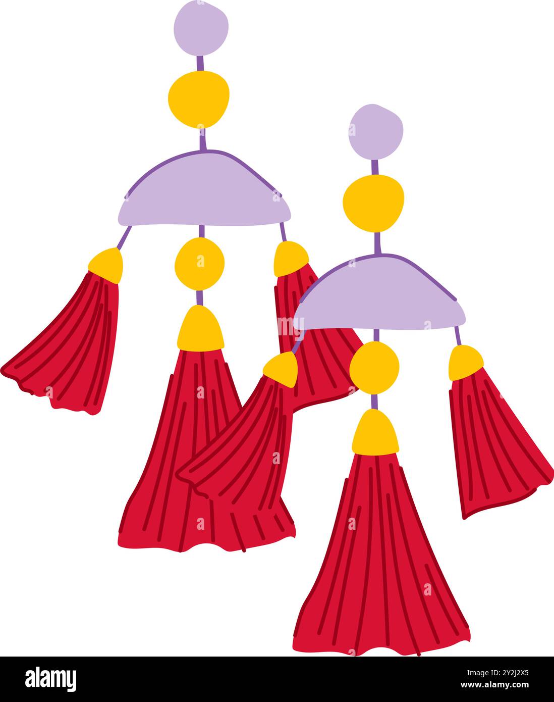 chic tassel earrings cartoon vector illustration Stock Vector Image ...