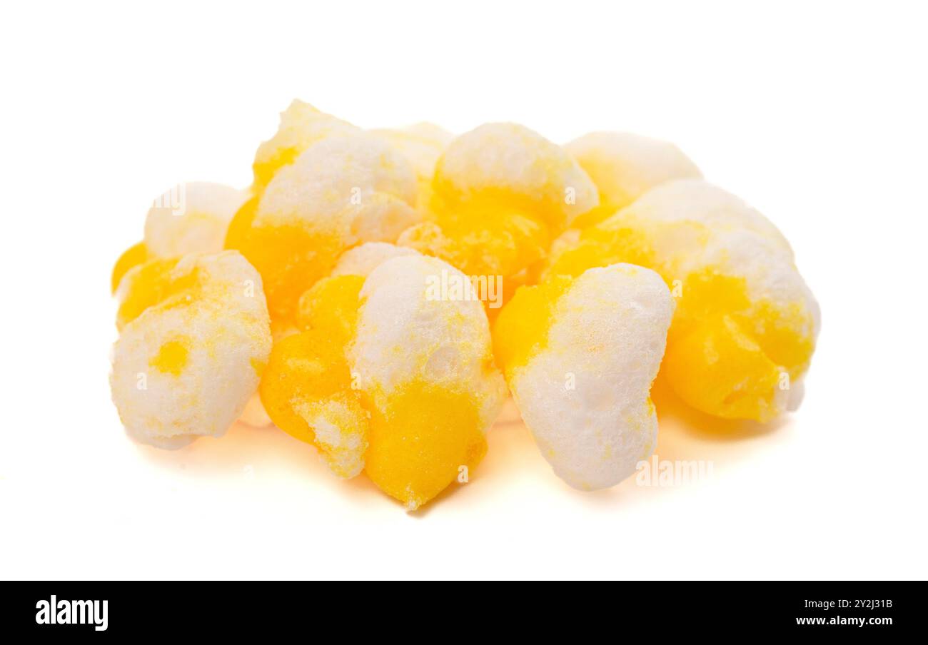 Yellow Freeze Dried Lemon Flavored Candy Isolated on a White Background ...