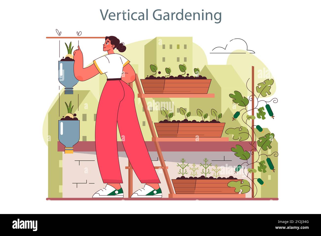 Vertical planting balcony Stock Vector Images - Alamy