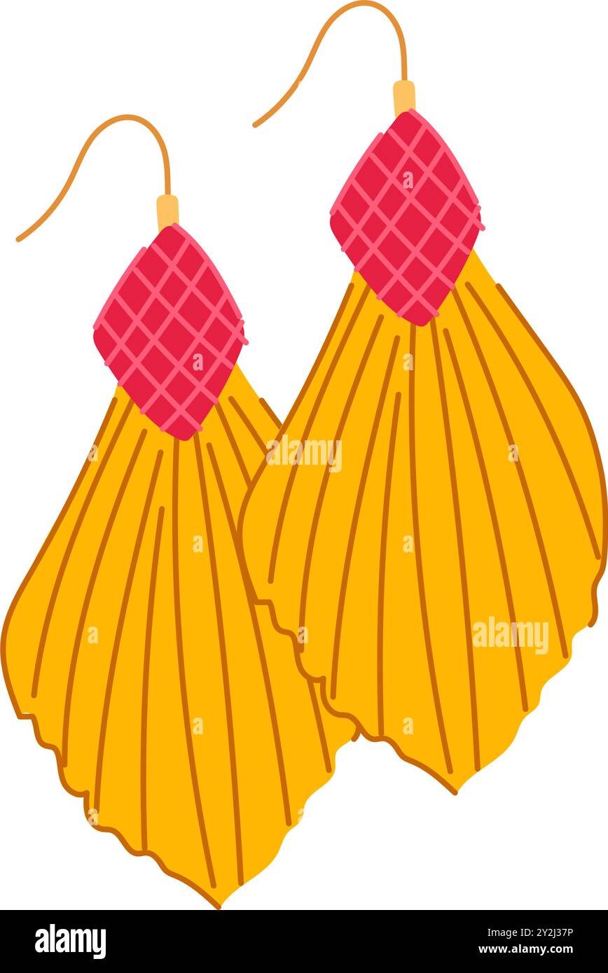 statement tassel earrings cartoon vector illustration Stock Vector ...