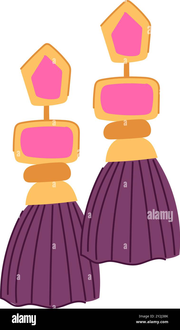 colorful tassel earrings cartoon vector illustration Stock Vector Image ...