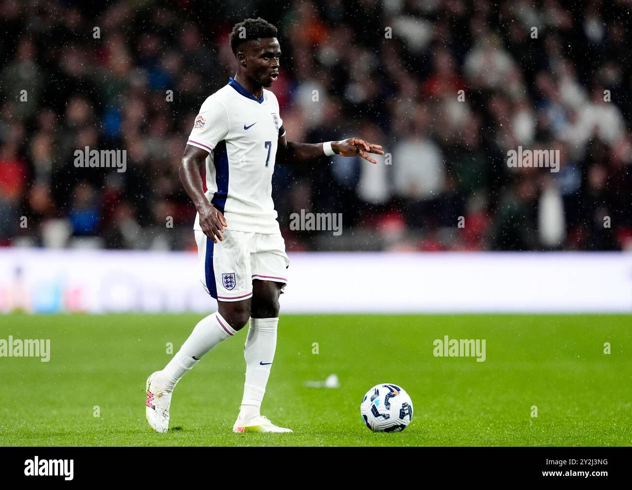 England's Bukayo Saka during the UEFA Nations League Group B2 match at ...