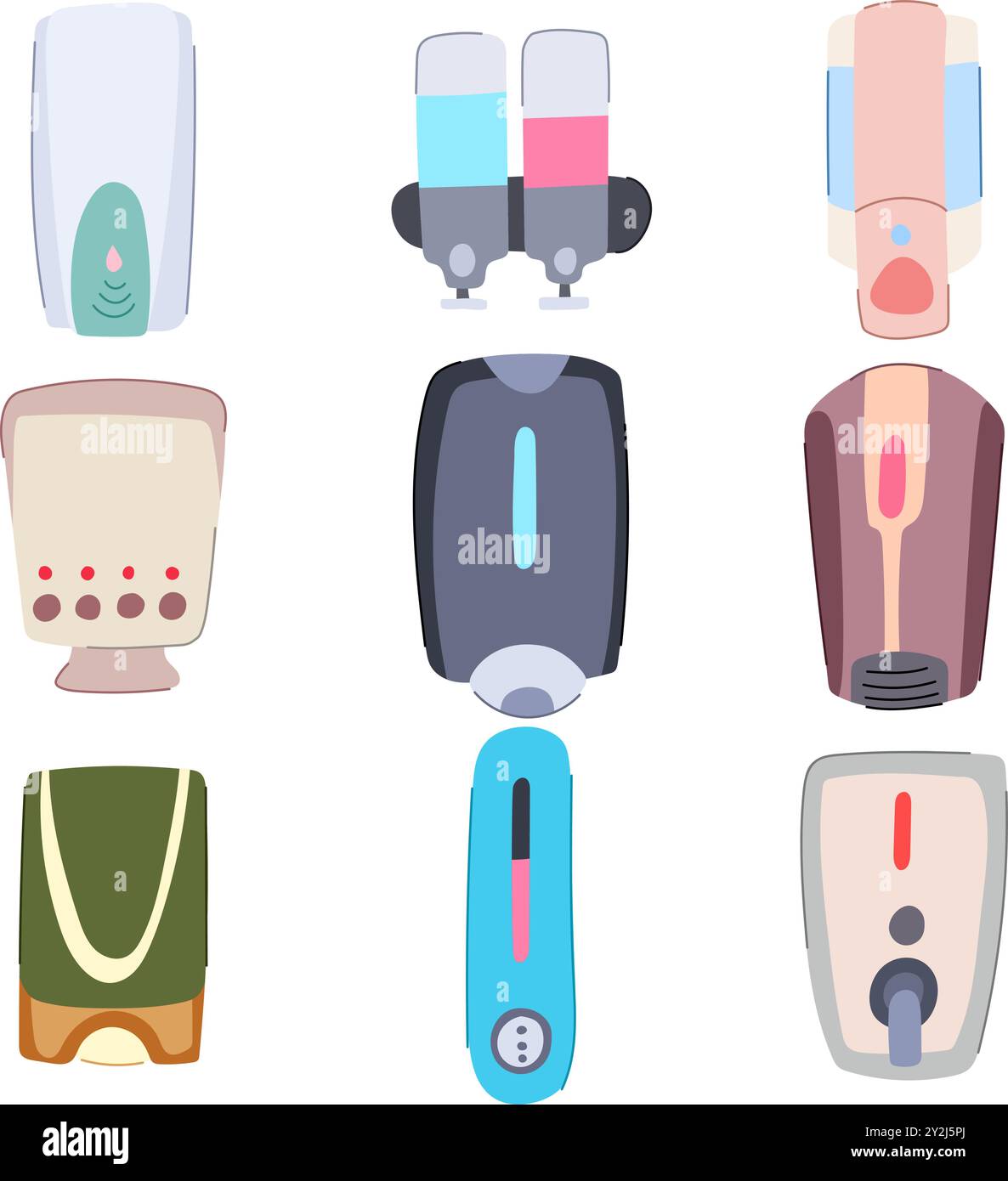 wall soap dispenser set cartoon vector illustration Stock Vector Image ...