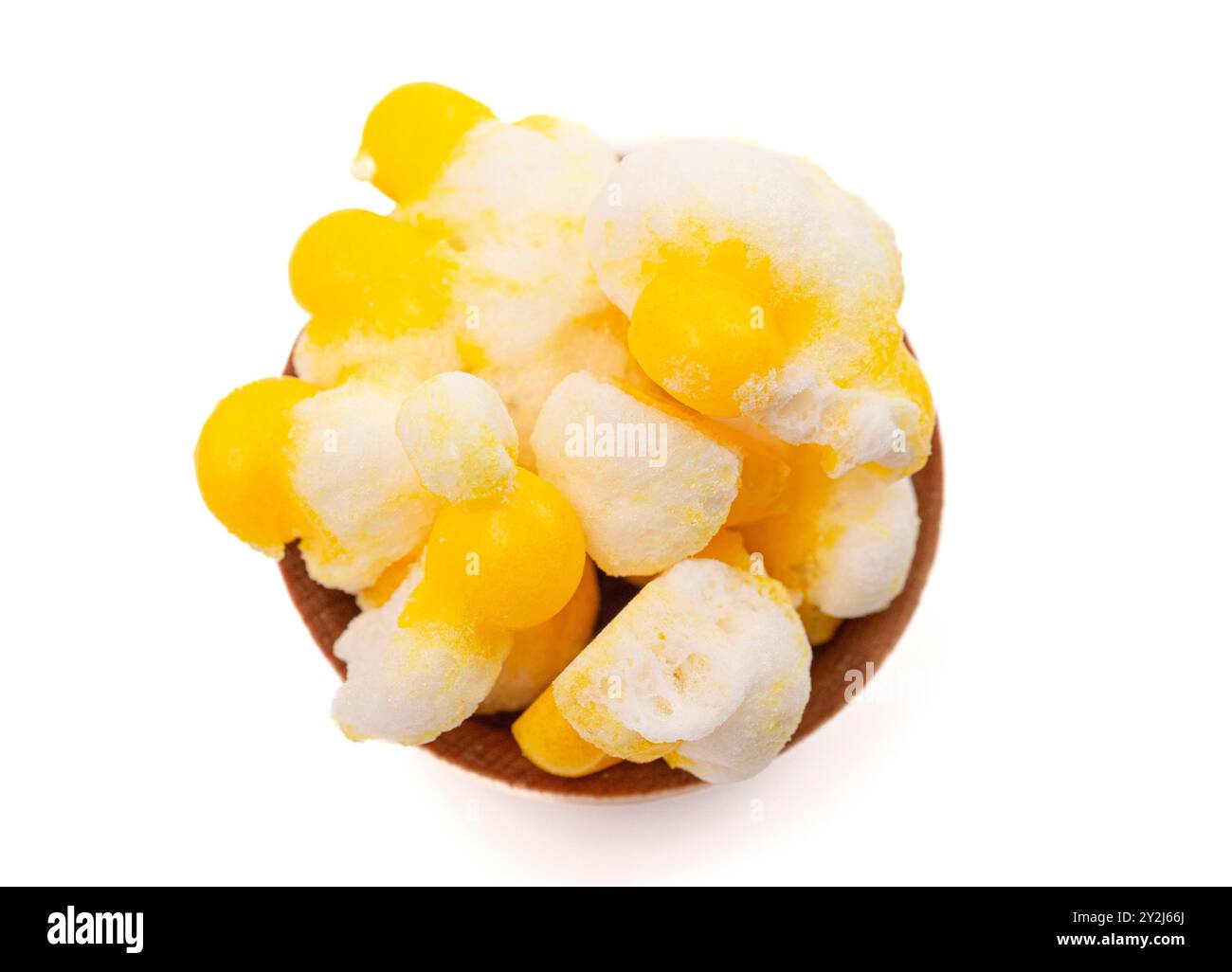 Yellow Freeze Dried Lemon Flavored Candy Isolated on a White Background ...
