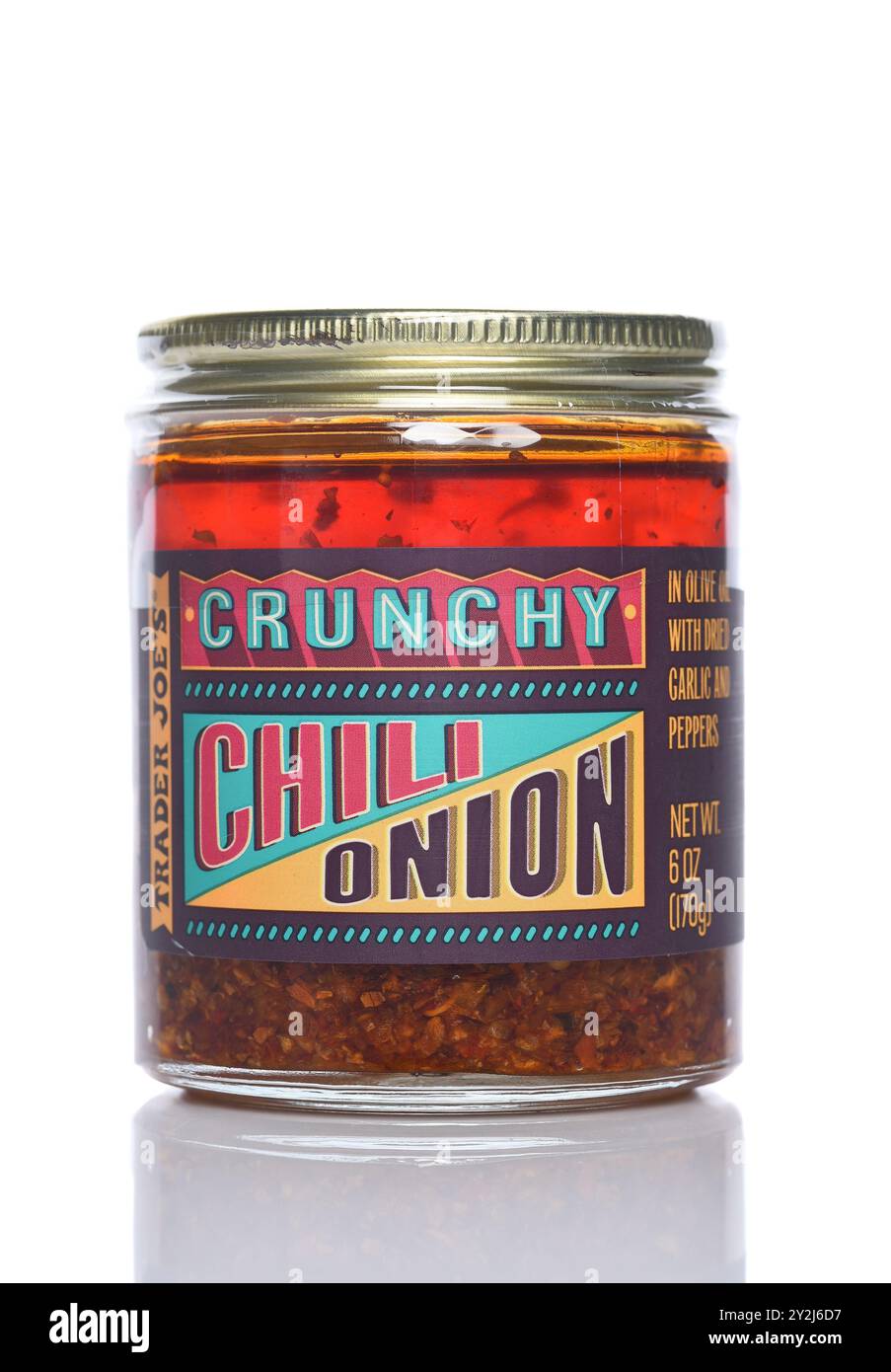 IRVINE, CALIFORNIA - 6 SEPT 2024: A jar of Trader Joes Crunchy Chili ...
