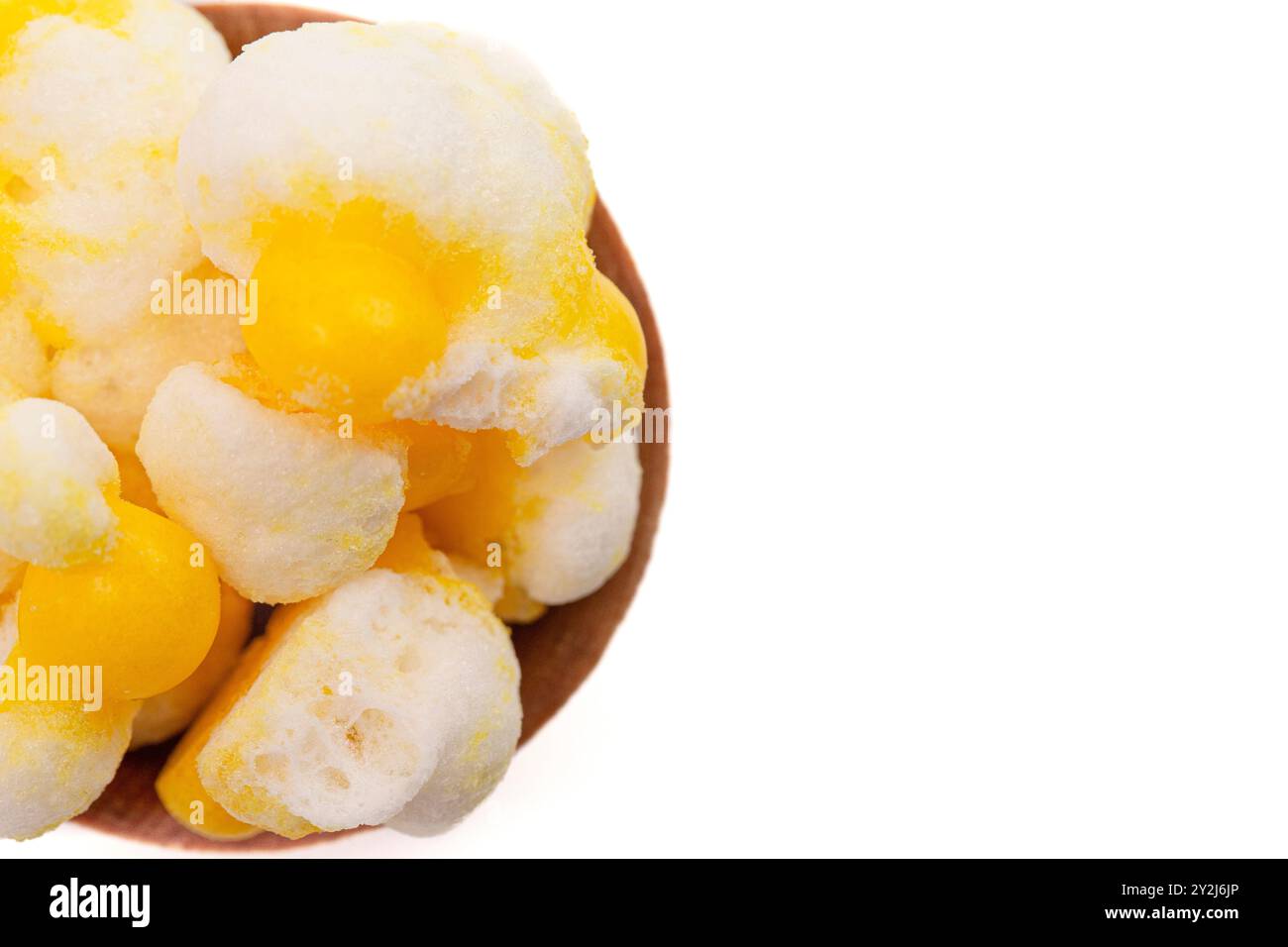 Yellow Freeze Dried Lemon Flavored Candy Isolated on a White Background ...
