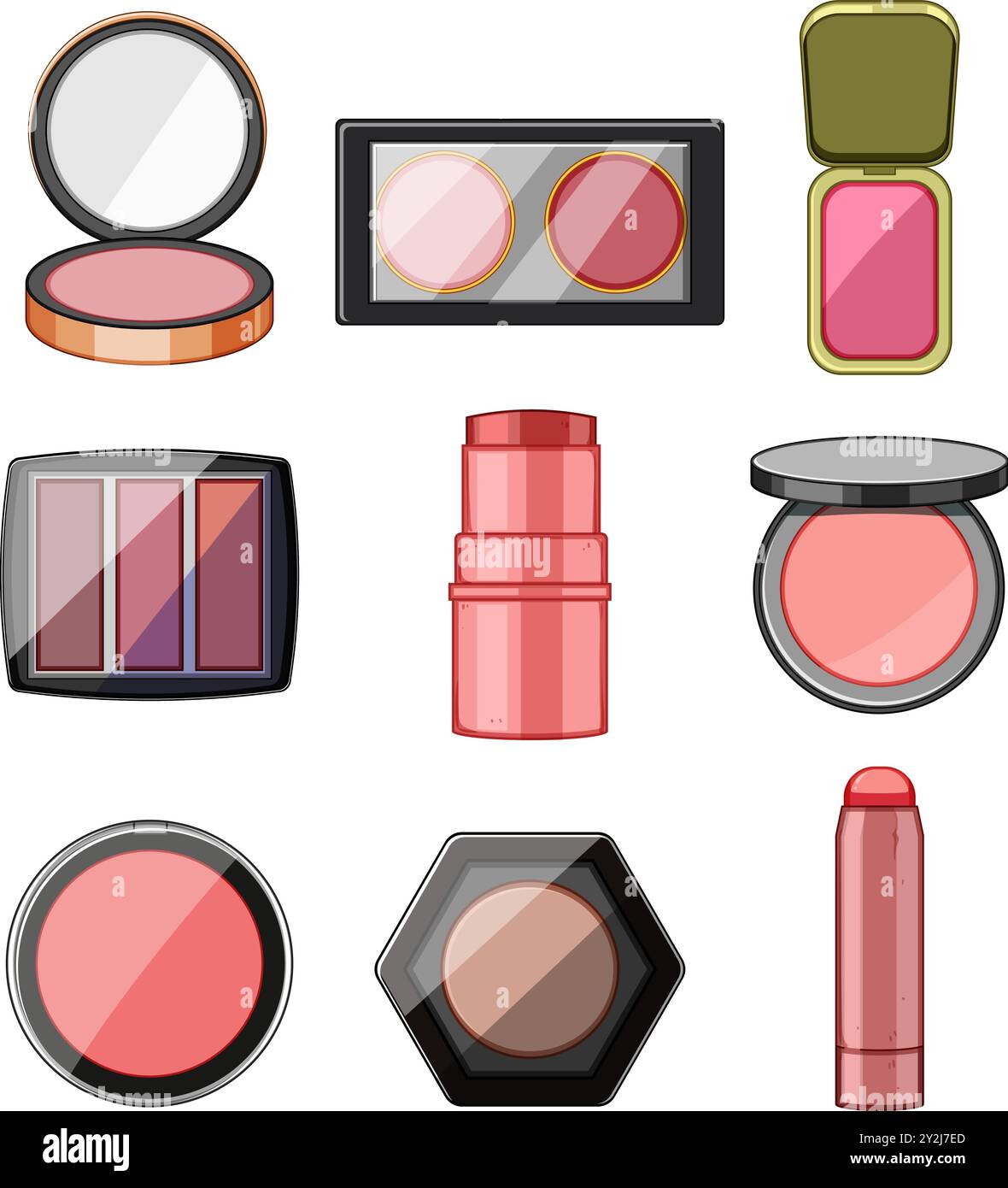 blush compact set cartoon vector illustration Stock Vector Image & Art ...