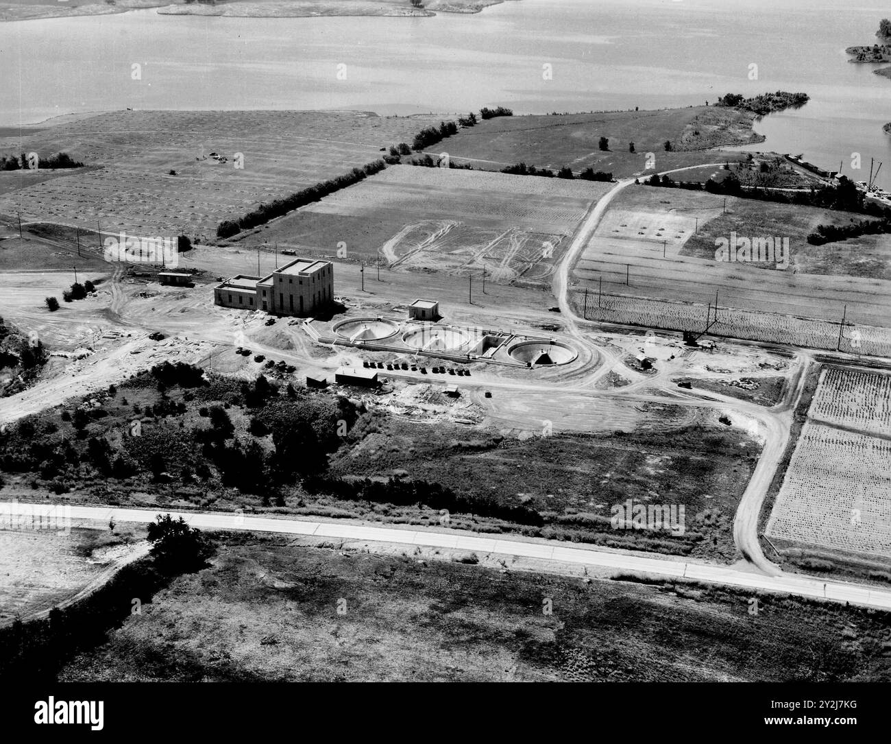Aerial view of Springfield, Illinois Water Works - August 1936 Stock ...