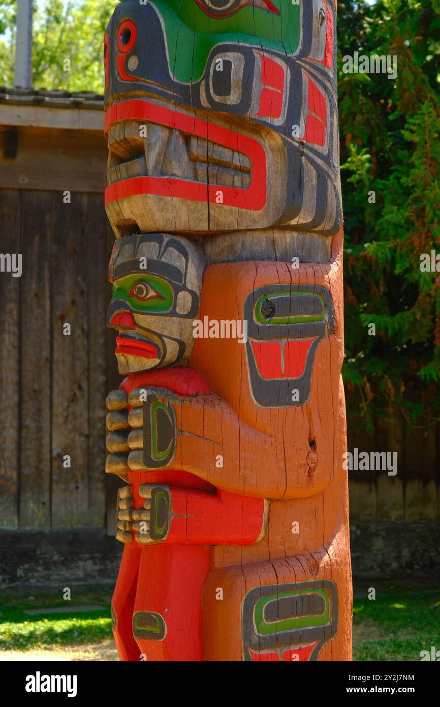 VICTORIA, BC, CANADA - July 11, 2023:: Totem poles are monuments ...