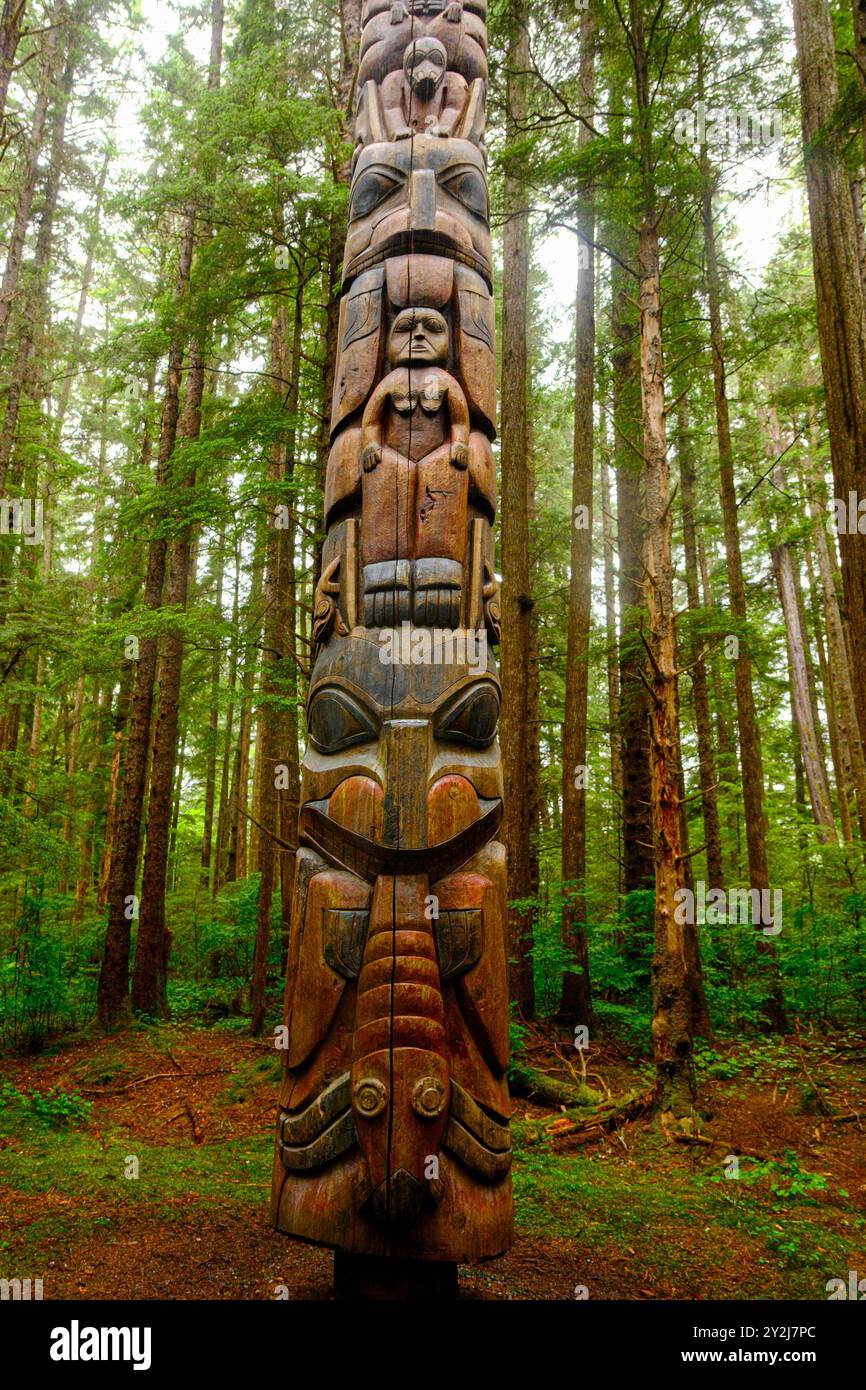 SITKA, ALASKA - July 9, 2023:: Totem poles are monuments created by ...