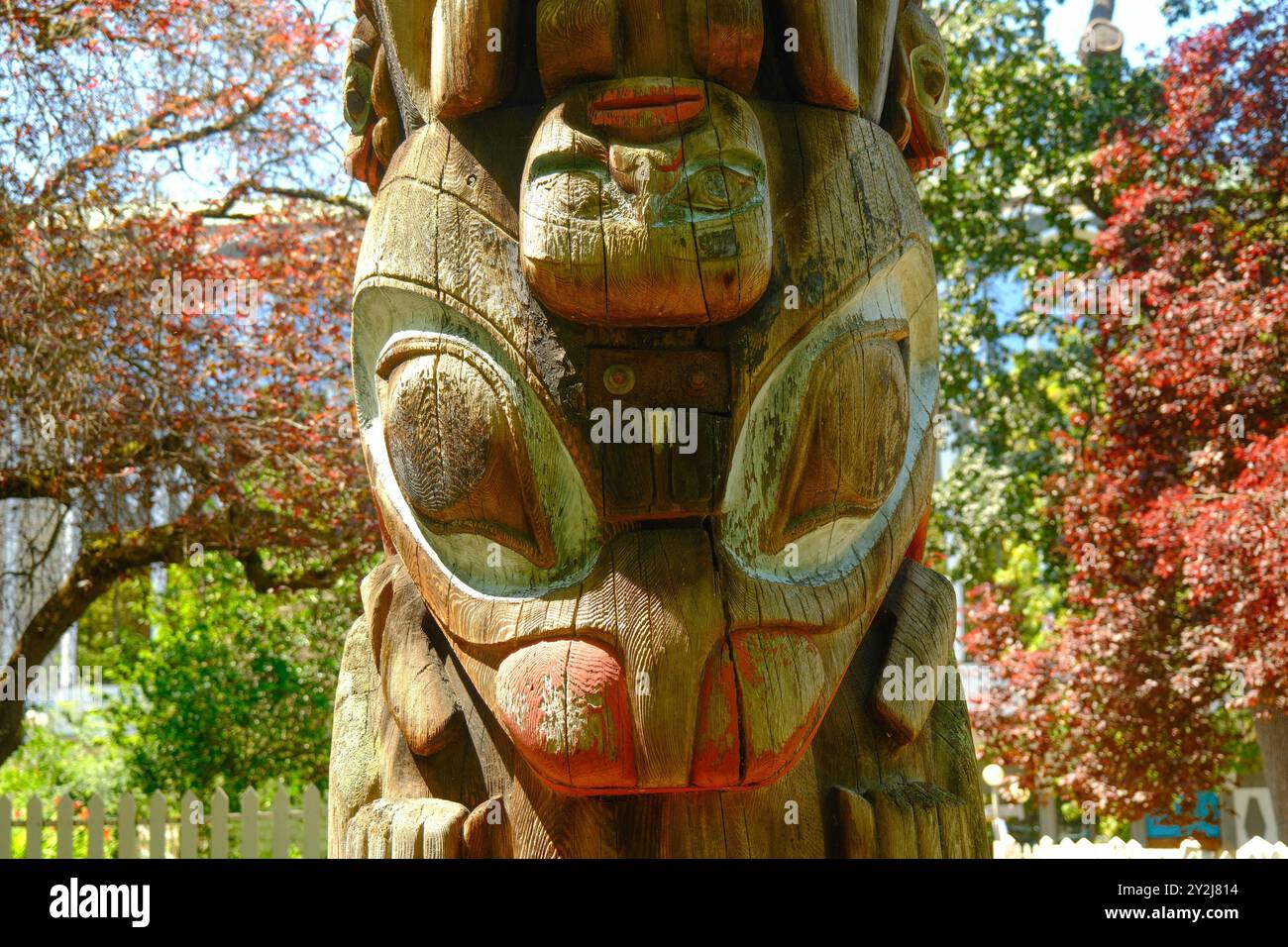 VICTORIA, BC, CANADA - July 11, 2023:: Totem poles are monuments ...