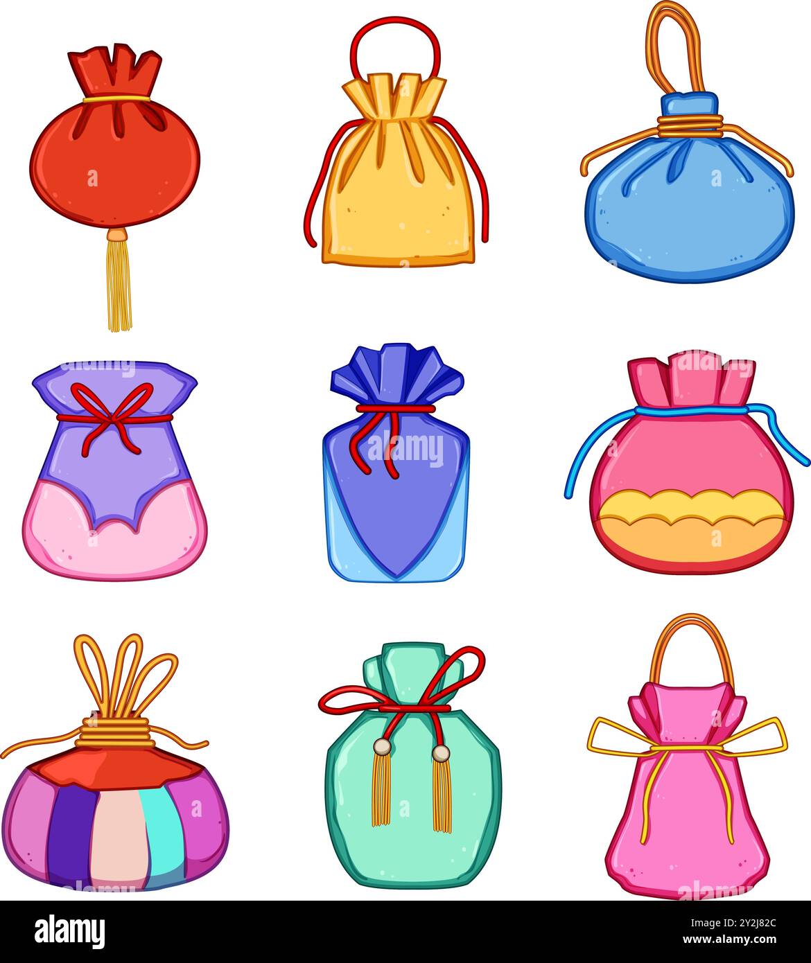 chinese lucky bag set cartoon vector illustration Stock Vector Image ...