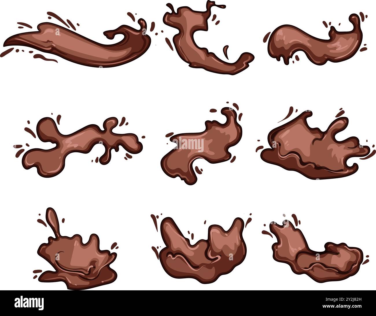 chocolate splash set cartoon vector illustration Stock Vector Image ...