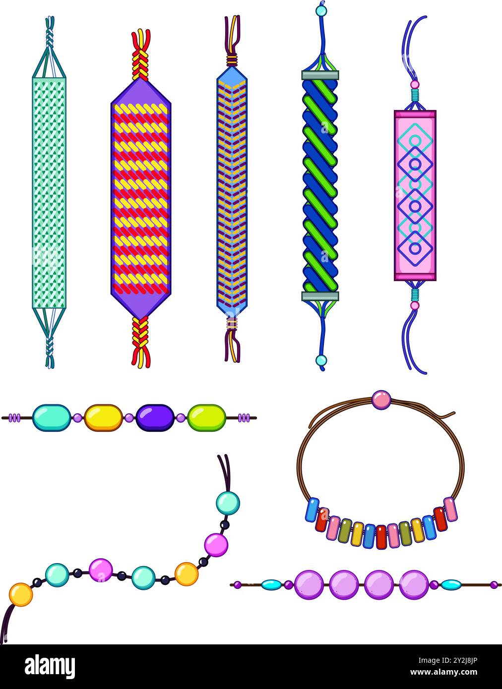 friendship bracelet set cartoon vector illustration Stock Vector Image ...