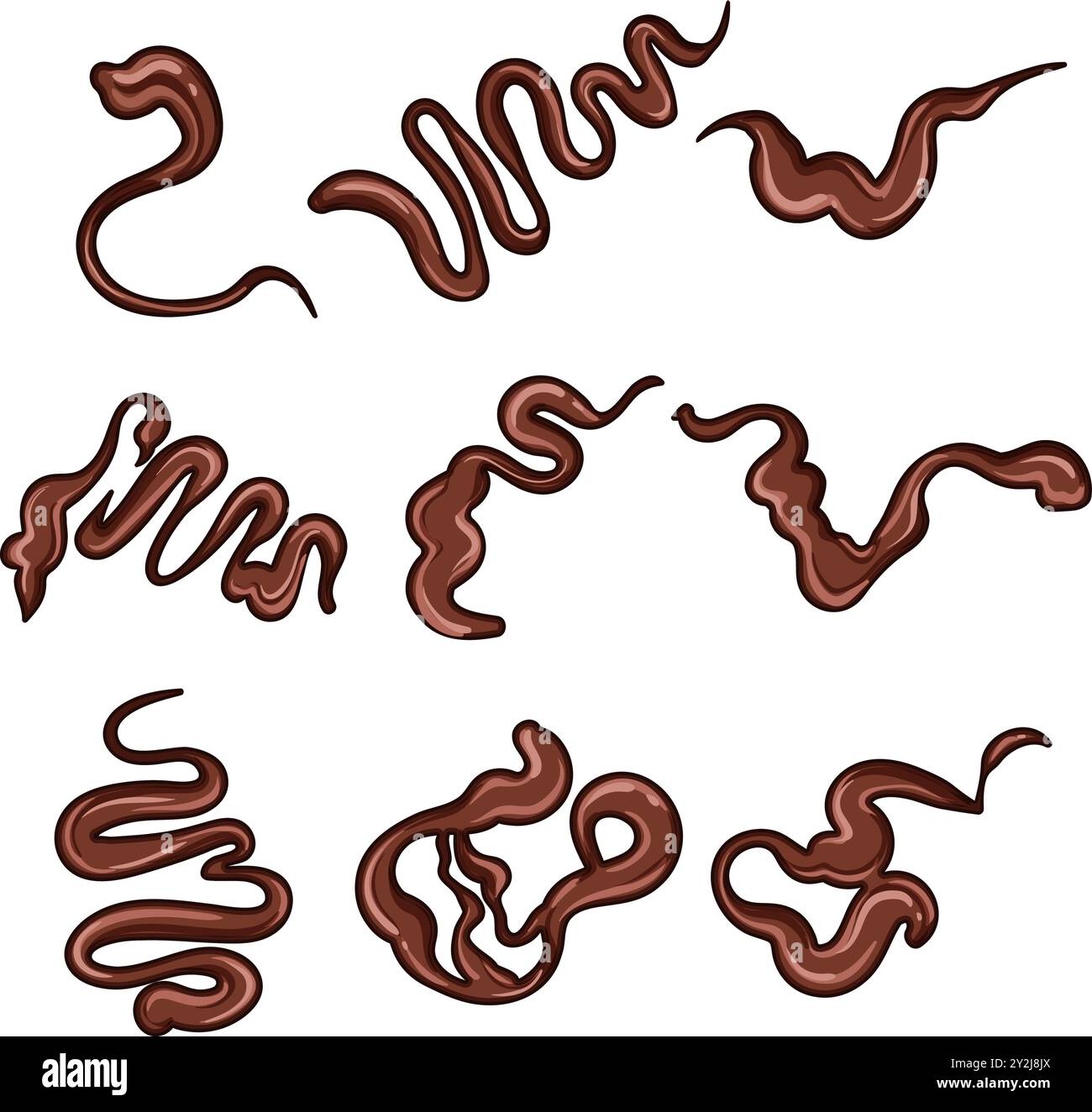 chocolate drip sause set cartoon vector illustration Stock Vector Image ...