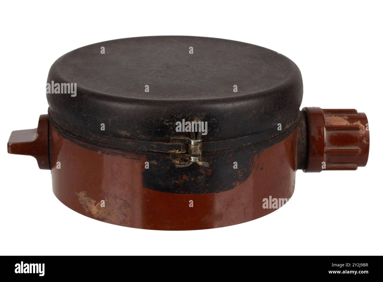 PMN soviet plastic bodied anti personnel landmine. Isolated on white ...