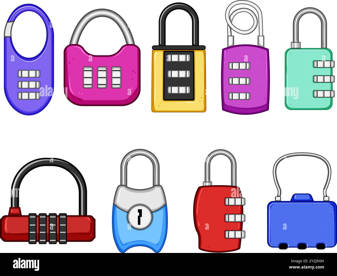 luggage lock set cartoon vector illustration Stock Vector Image & Art ...