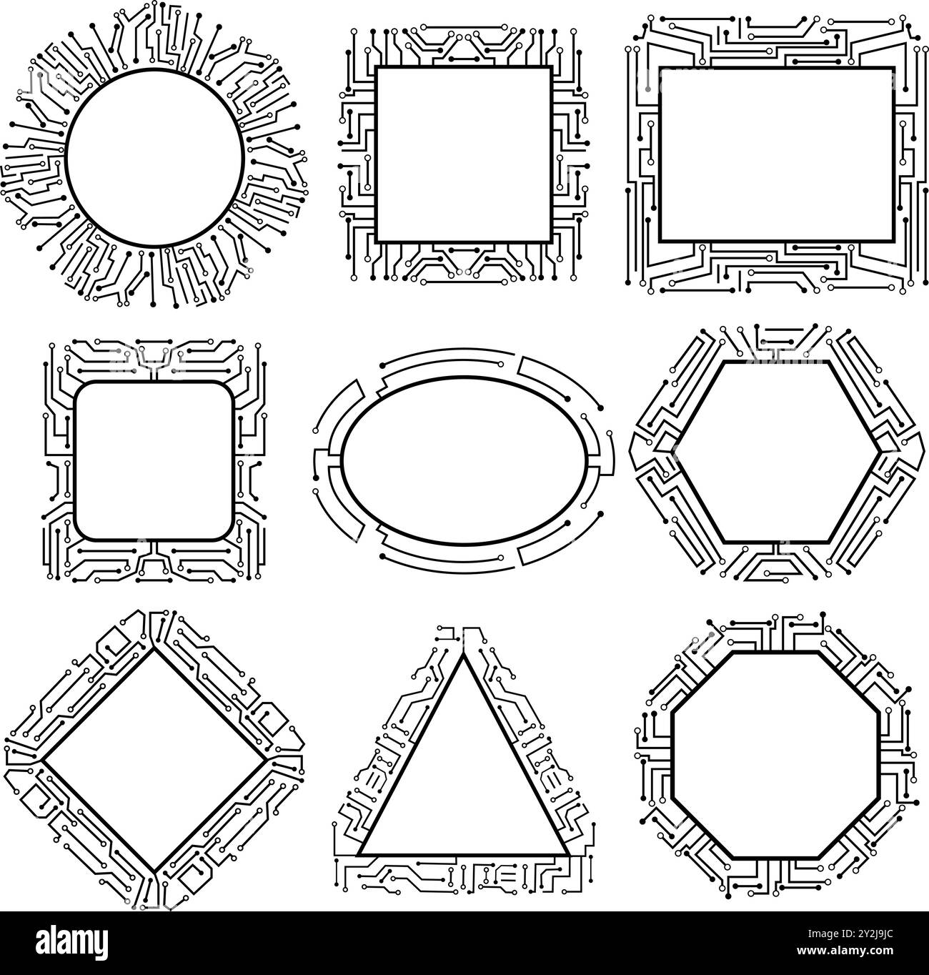 microchip frame set cartoon vector illustration Stock Vector Image ...