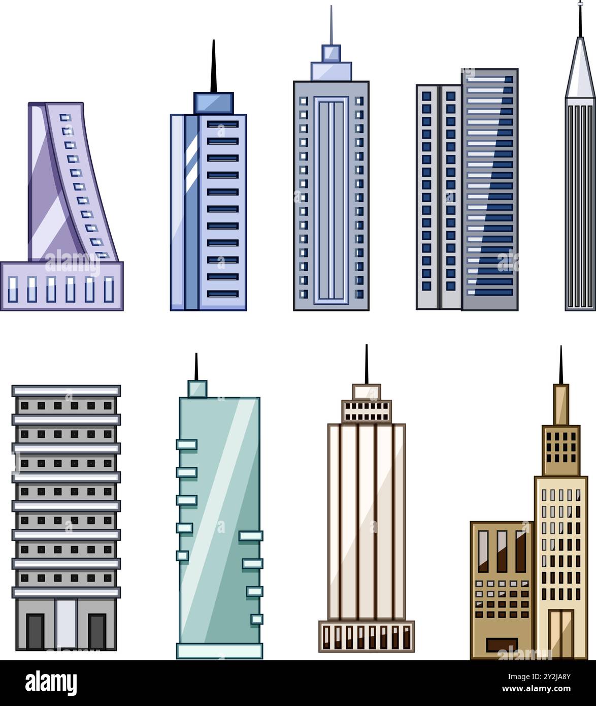 skyscraper set cartoon vector illustration Stock Vector Image & Art - Alamy