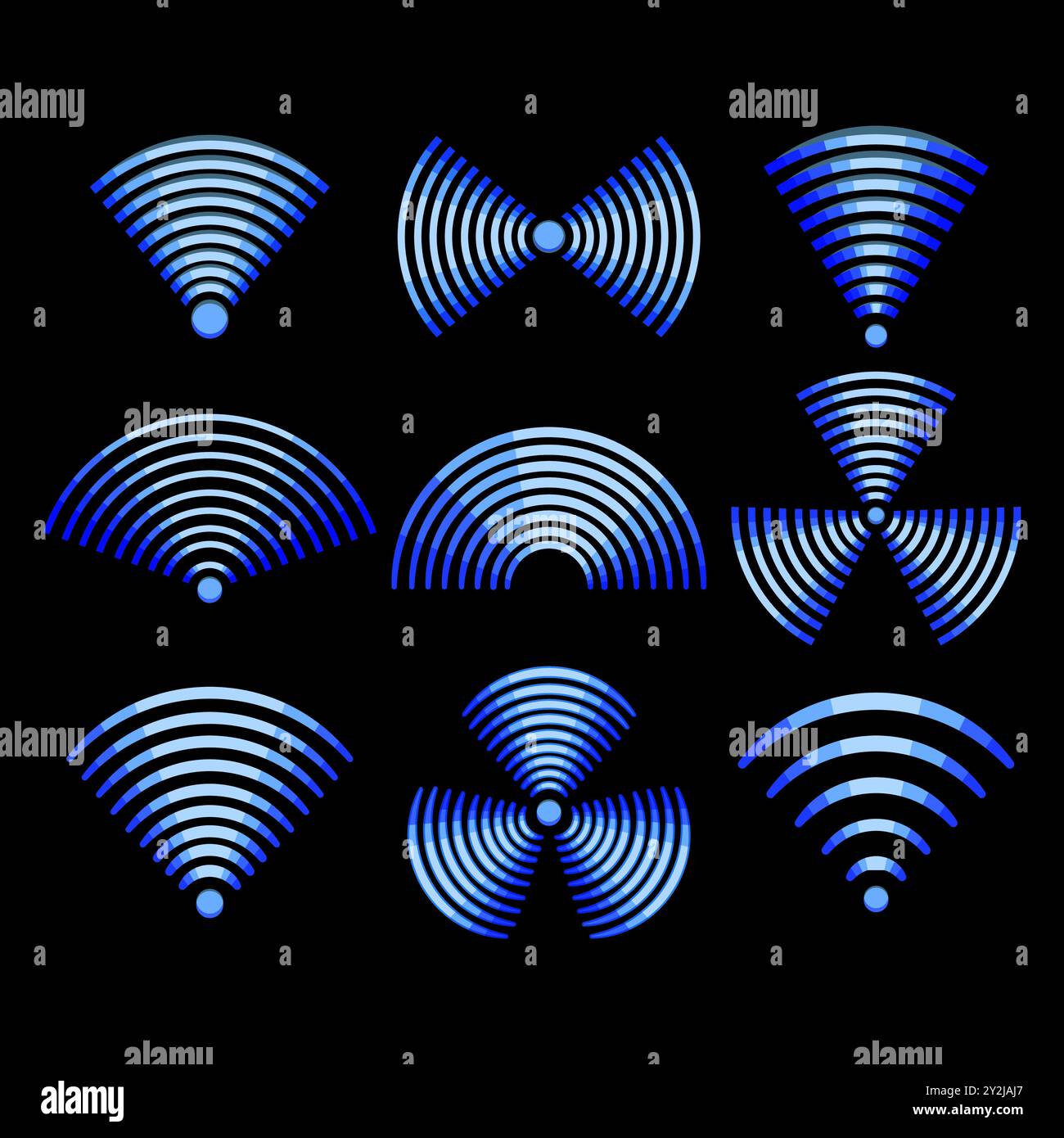 wireless signal wave set cartoon vector illustration Stock Vector Image ...