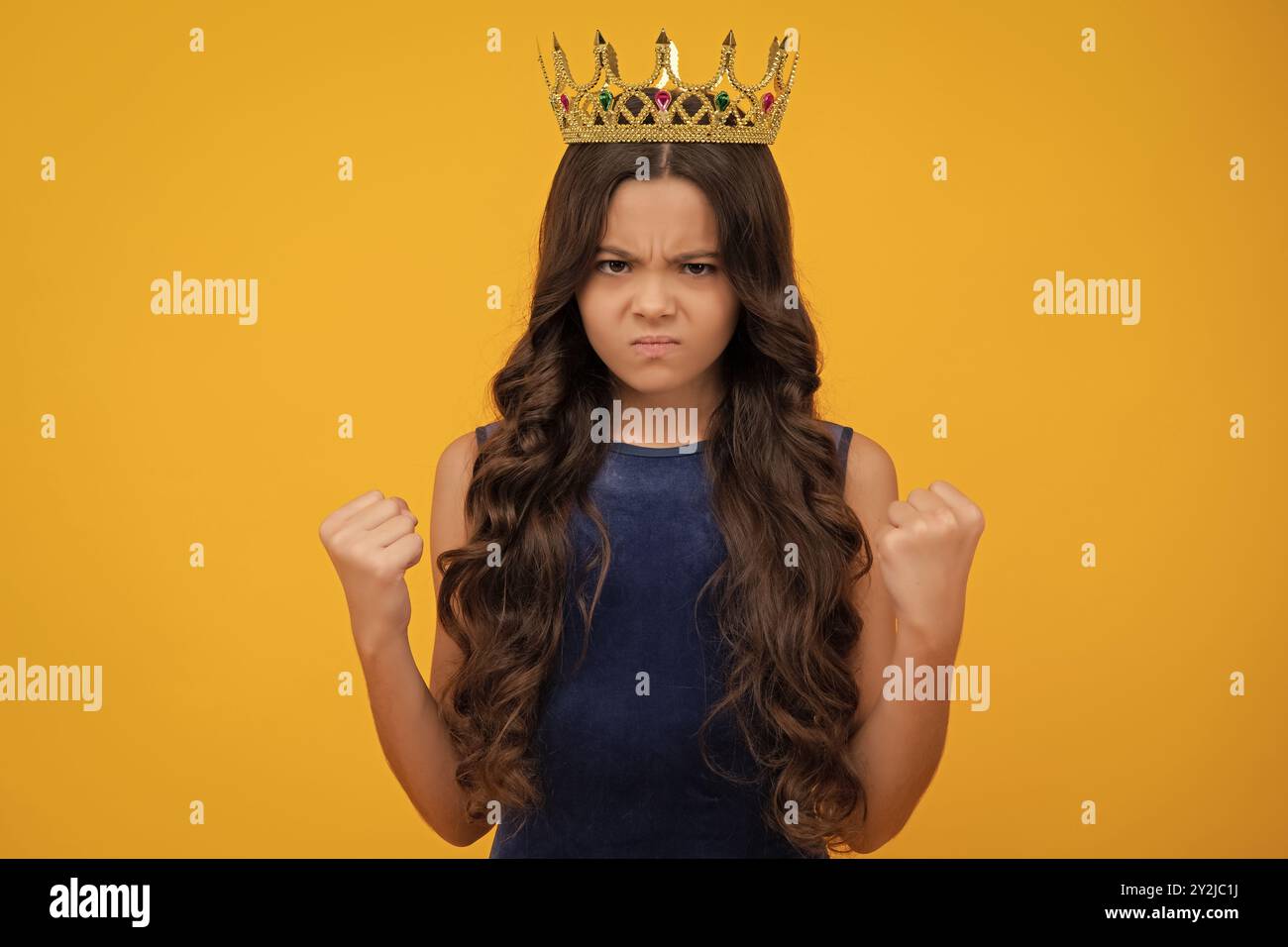 Angry teenager girl, upset and unhappy negative emotion. Teenager ...