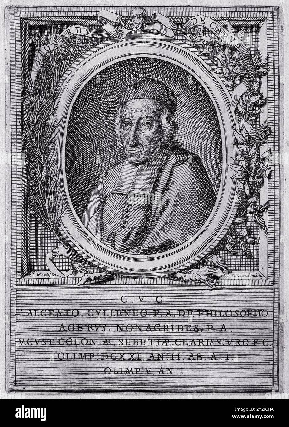 This line engraving depicts Lionardo di Capoa, a prominent 17th-century ...