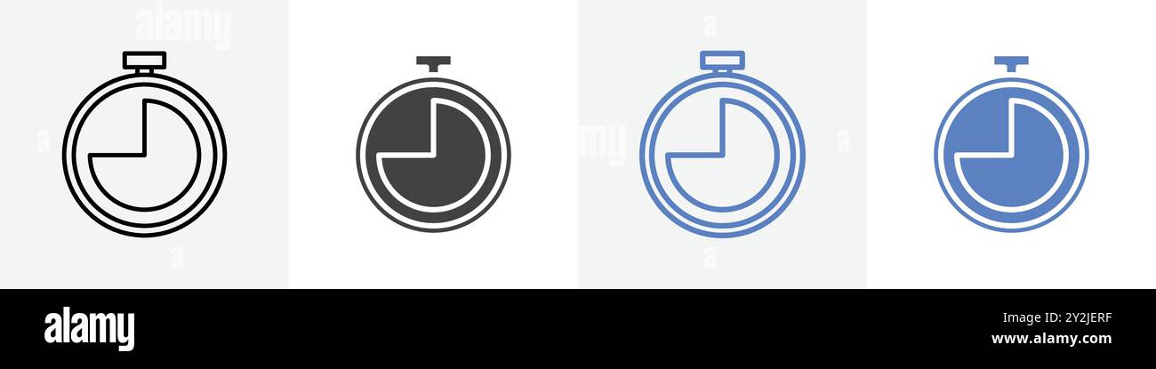 45 sec icon linear thin line icon graphics set black and white Stock ...
