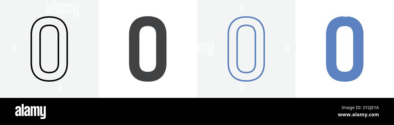 0 number icon linear thin line icon graphics set black and white Stock ...