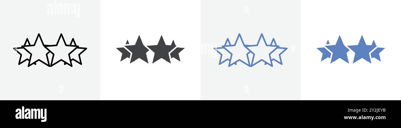 4 star rating icon linear thin line icon graphics set black and white ...