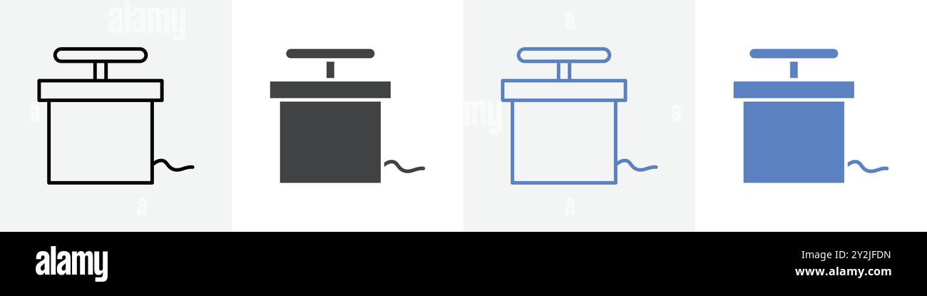 bomb activator icon linear thin line icon graphics set black and white ...