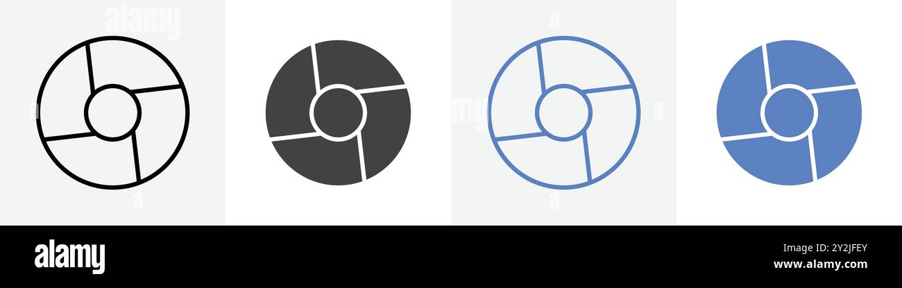 camera lens icon linear thin line icon graphics set black and white ...