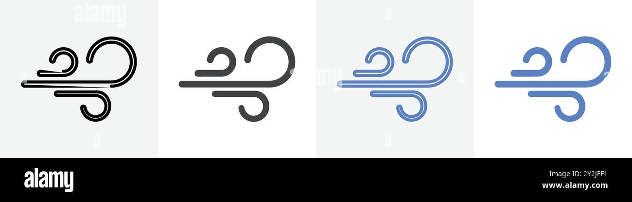 breeze icon linear thin line icon graphics set black and white Stock ...