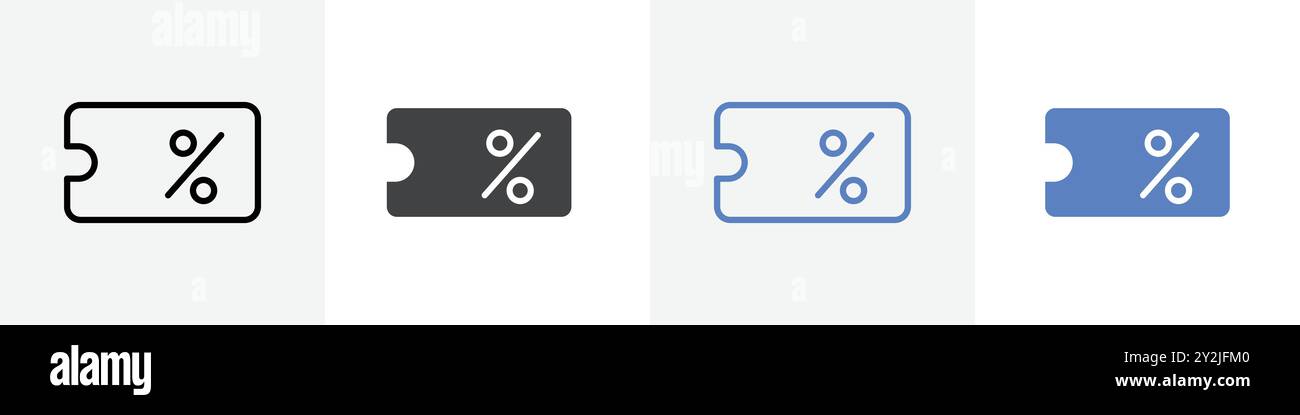 discount coupon icon linear thin line icon graphics set black and white ...
