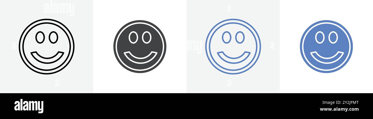 emoji icon linear thin line icon graphics set black and white Stock ...