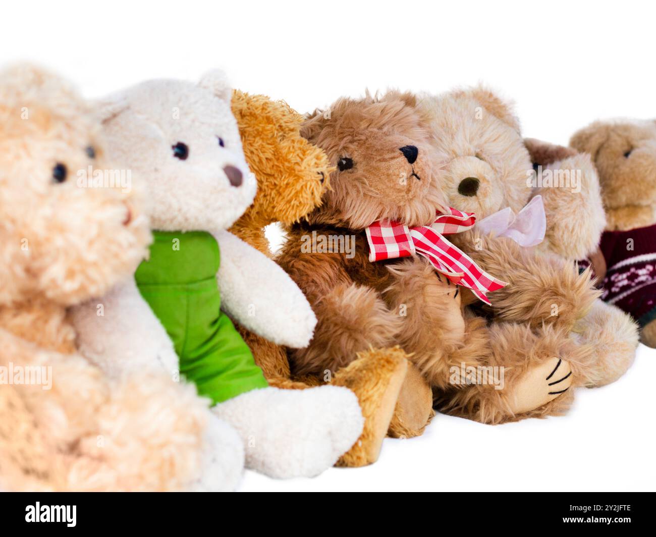 Teddy bears - group of soft teddy bears isolated on white background Stock Photo - Alamy