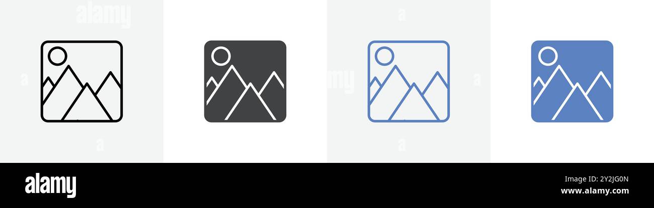 gallery icon linear thin line icon graphics set black and white Stock ...