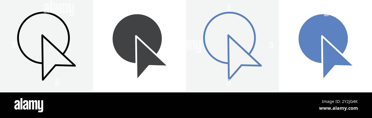 cersor click icon linear thin line icon graphics set black and white Stock Vector Image & Art ...