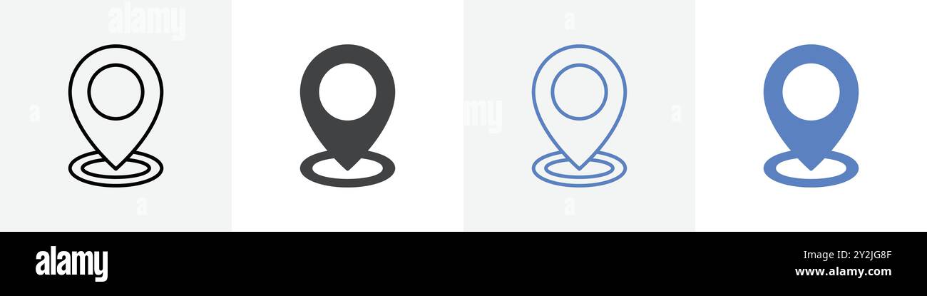 location icon linear thin line icon graphics set black and white Stock ...