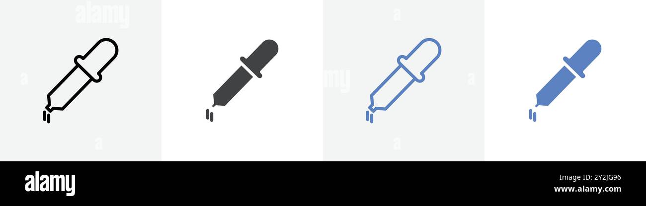 dropper icon linear thin line icon graphics set black and white Stock ...