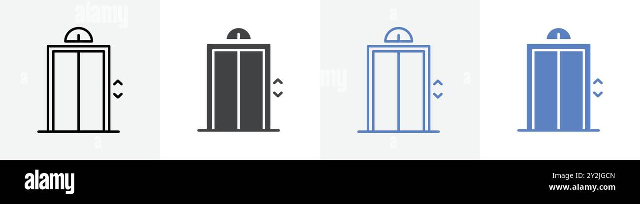 lift icon linear thin line icon graphics set black and white Stock ...