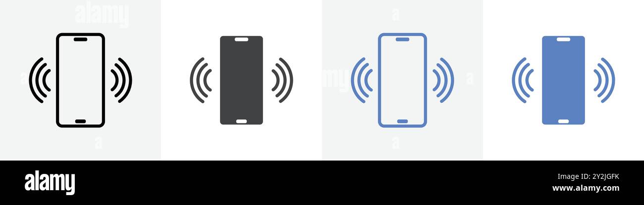 mobile ring icon linear thin line icon graphics set black and white ...