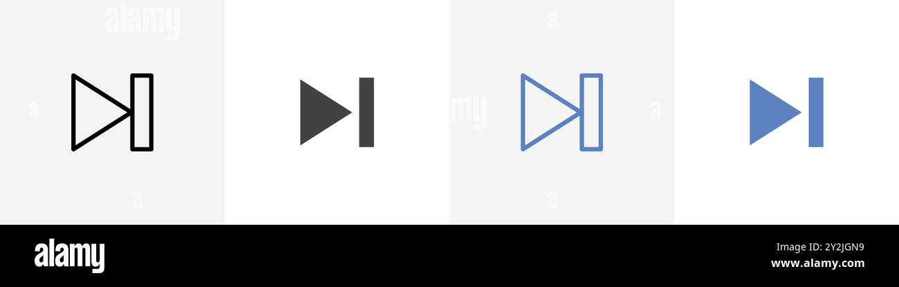 fast forward icon linear thin line icon graphics set black and white ...