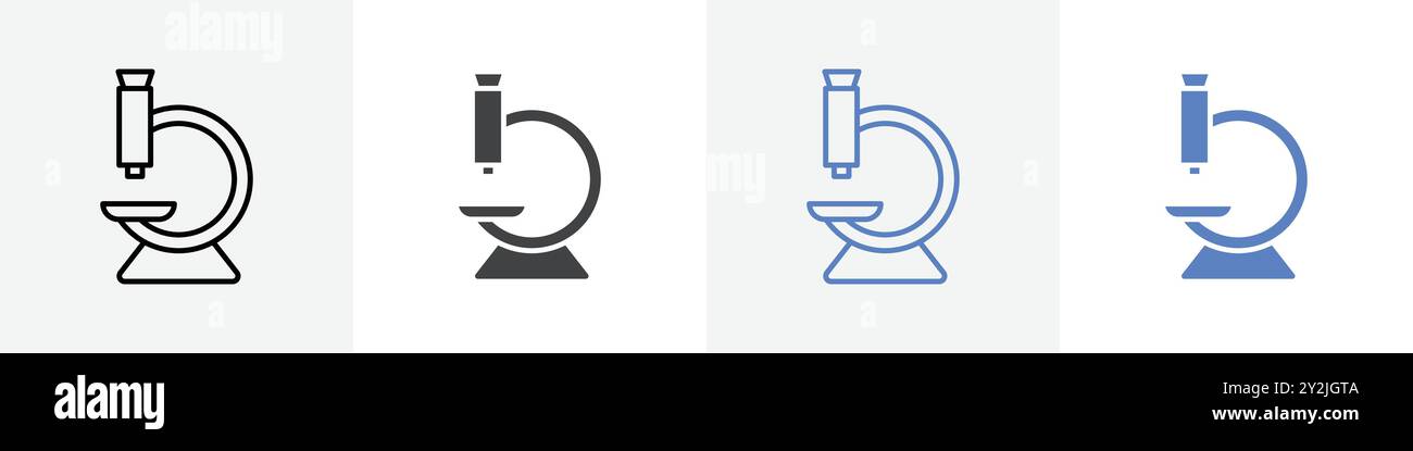 microscope icon linear thin line icon graphics set black and white ...