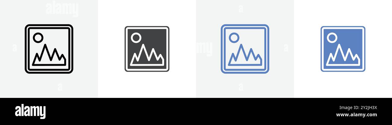 phone gallery icon linear thin line icon graphics set black and white ...